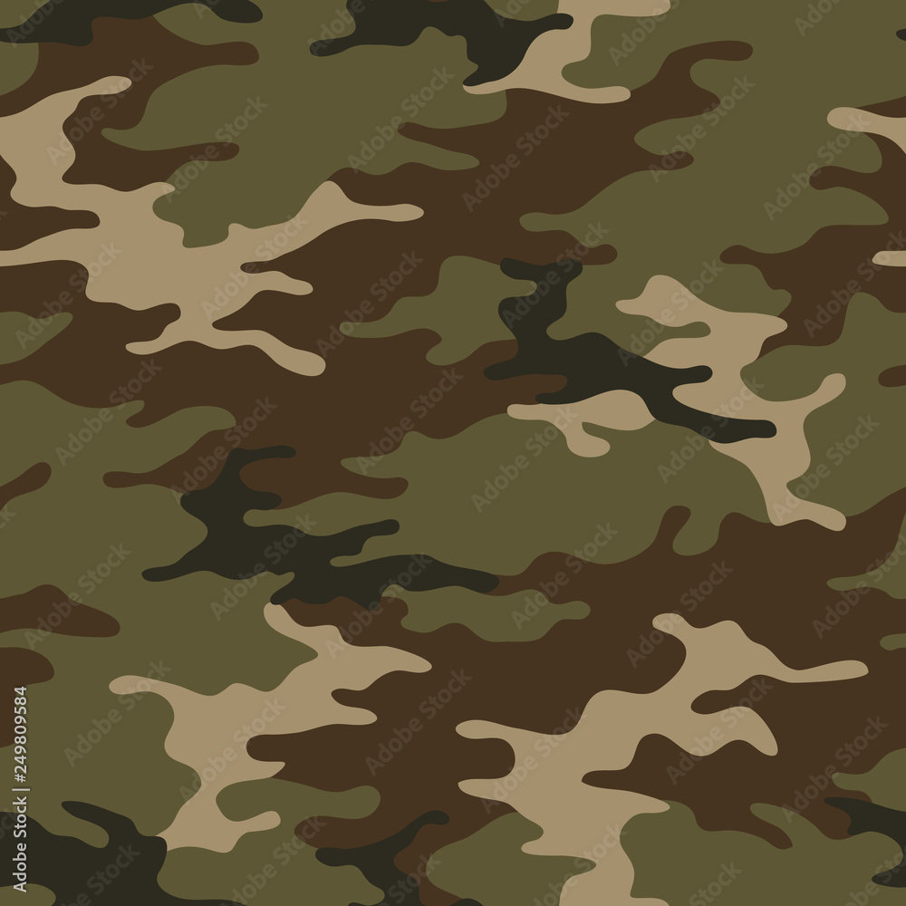 Seamless camouflage pattern. Khaki texture, vector illustration. Camo ...