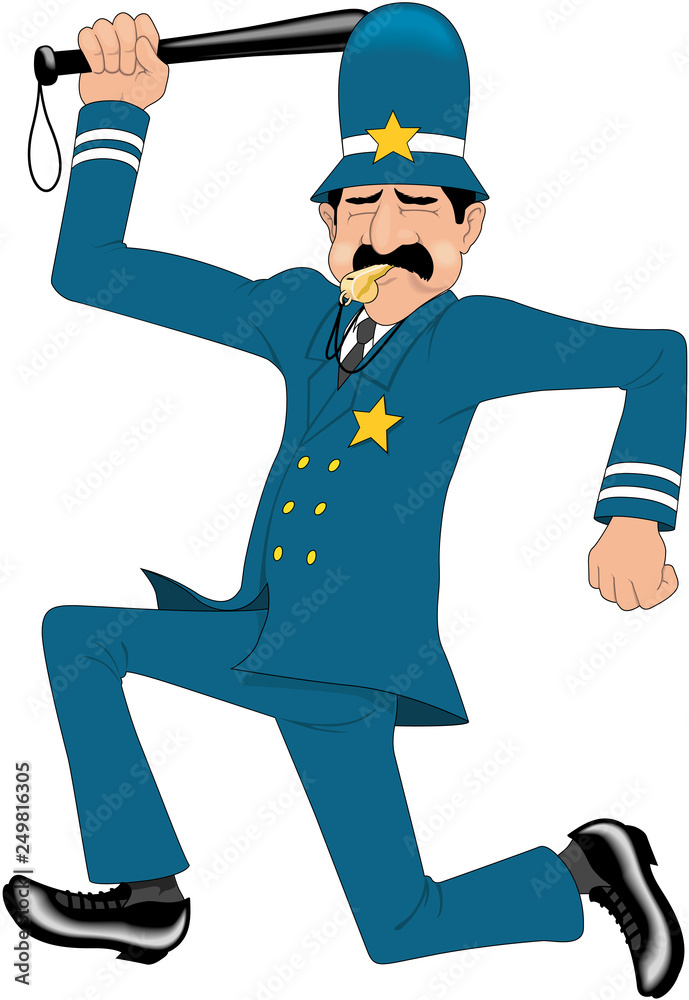 Keystone Cop Cartoon Vector Illustration Stock Vector | Adobe Stock