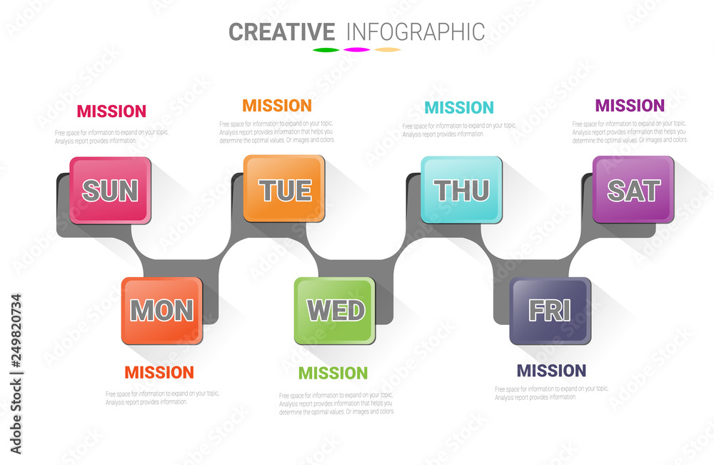 weekly planer, Timeline business for 7 day, Timeline infographics ...