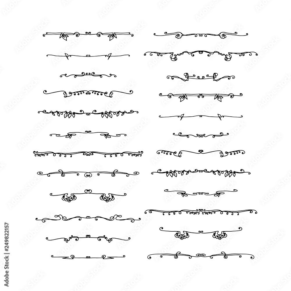 A set of decorative text dividers. Black and white isolated ...