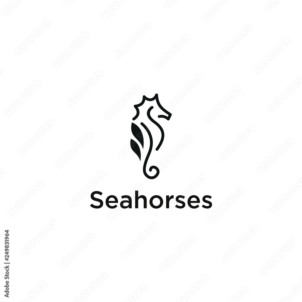 Seahorse logo design template. Awesome a seahorse logo. A double ...