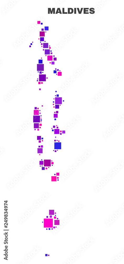Mosaic Maldives map isolated on a white background. Vector geographic ...