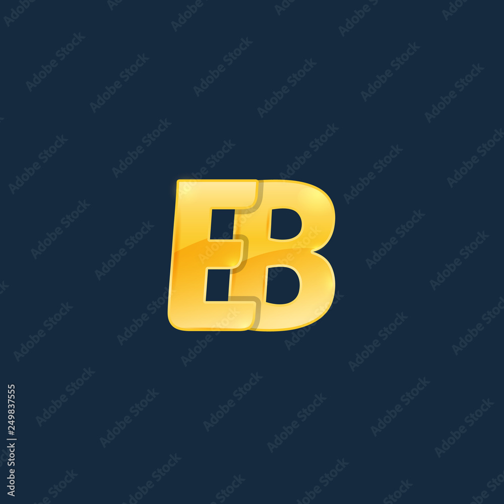 Initial letters EB, E, B with logo design inspiration gold metallic ...