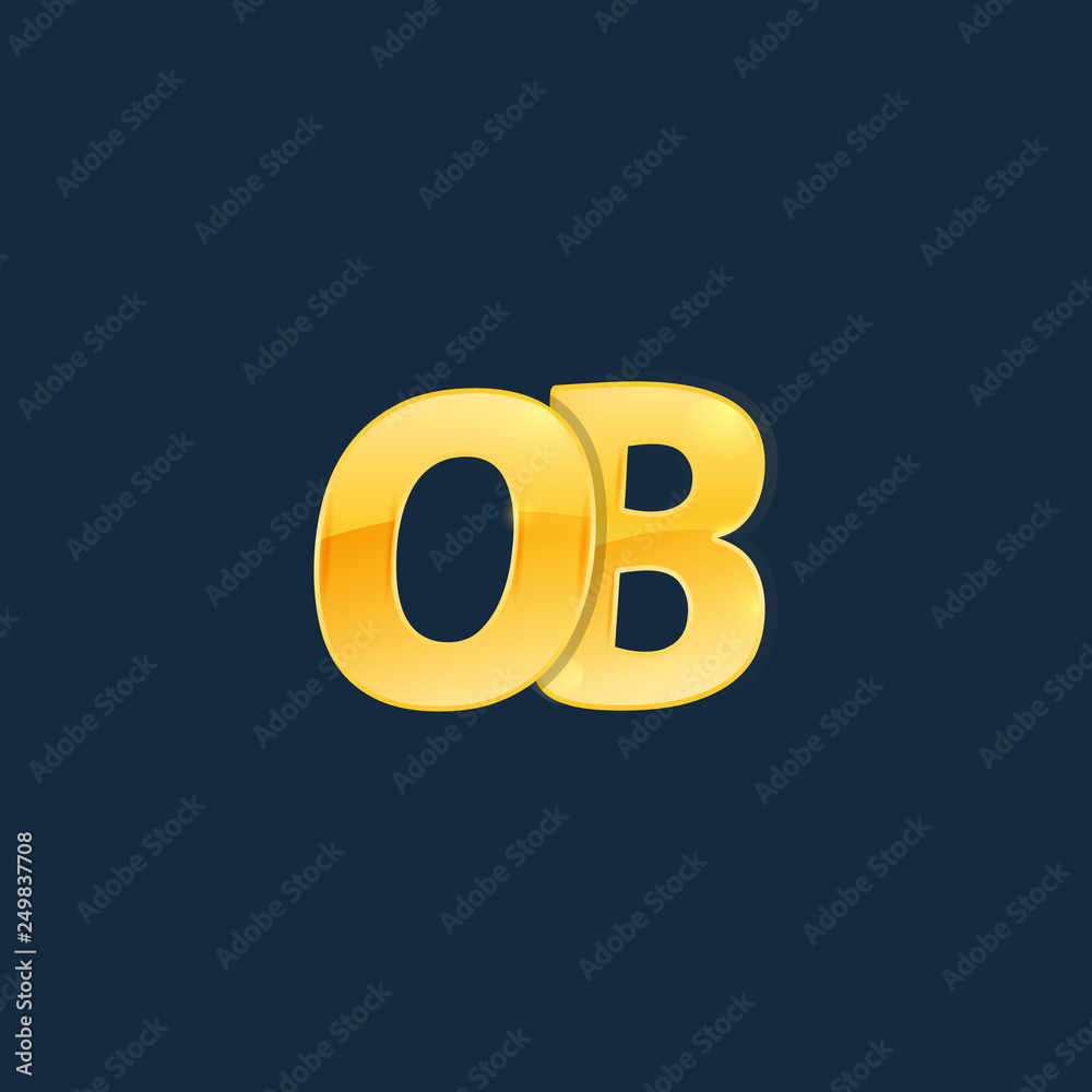 Initial letters OB, O, B with logo design inspiration gold metallic ...