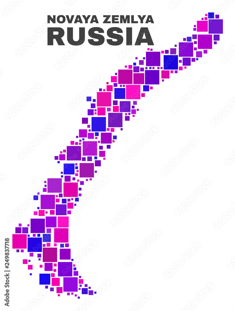 Mosaic Novaya Zemlya Islands map isolated on a white background. Vector ...