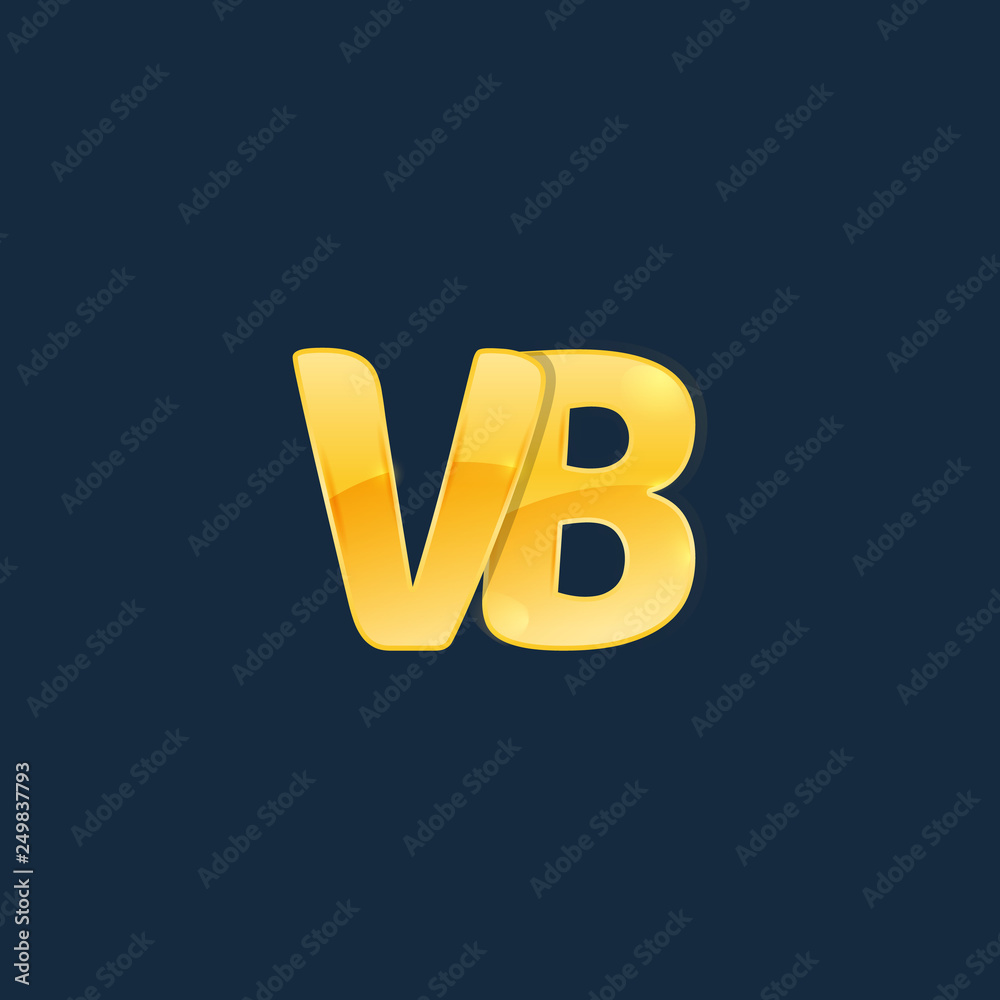 Initial letters VB, V, B with logo design inspiration gold metallic ...