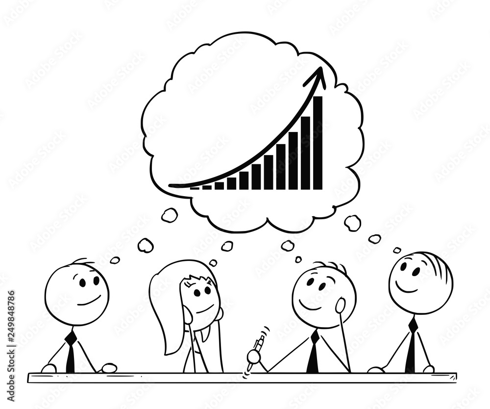 Cartoon stick figure drawing conceptual illustration of team of ...