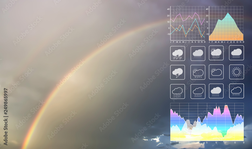 Weather forecast symbol data presentation with graph and chart on ...