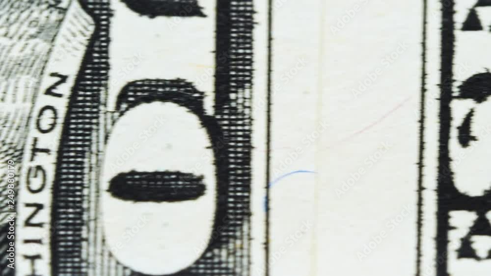 Sliding video of a one US dollar bill note, showing the portrait of US ...