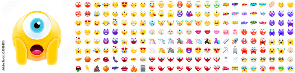 Set of Modern Realistic Emojis Stock Vector | Adobe Stock