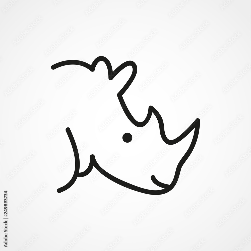 Rhino icon. Rhino linear symbol design from Animals collection. Simple ...