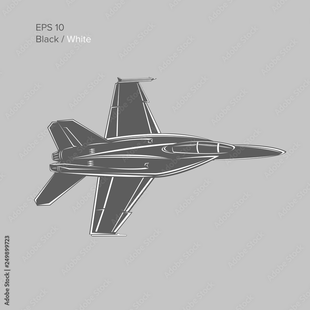 Jet fighter vector illustration. Military aircraft. Carrier-based ...