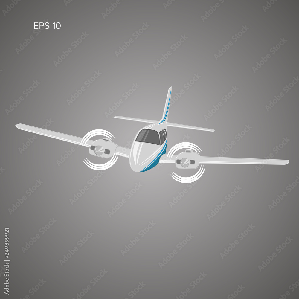 Small plane vector illustration. Twin engine propelled aircraft ...