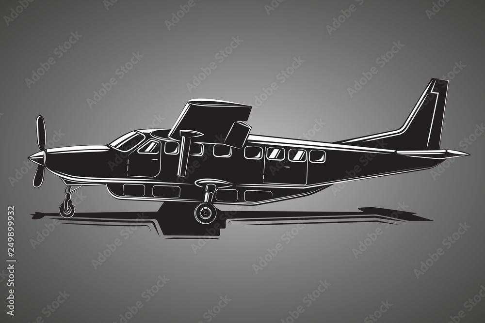 Small plane vector illustration. Big single engine propelled passenger ...