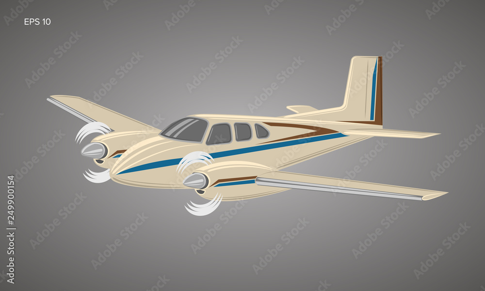 Small plane vector illustration. Twin engine propelled passenger ...