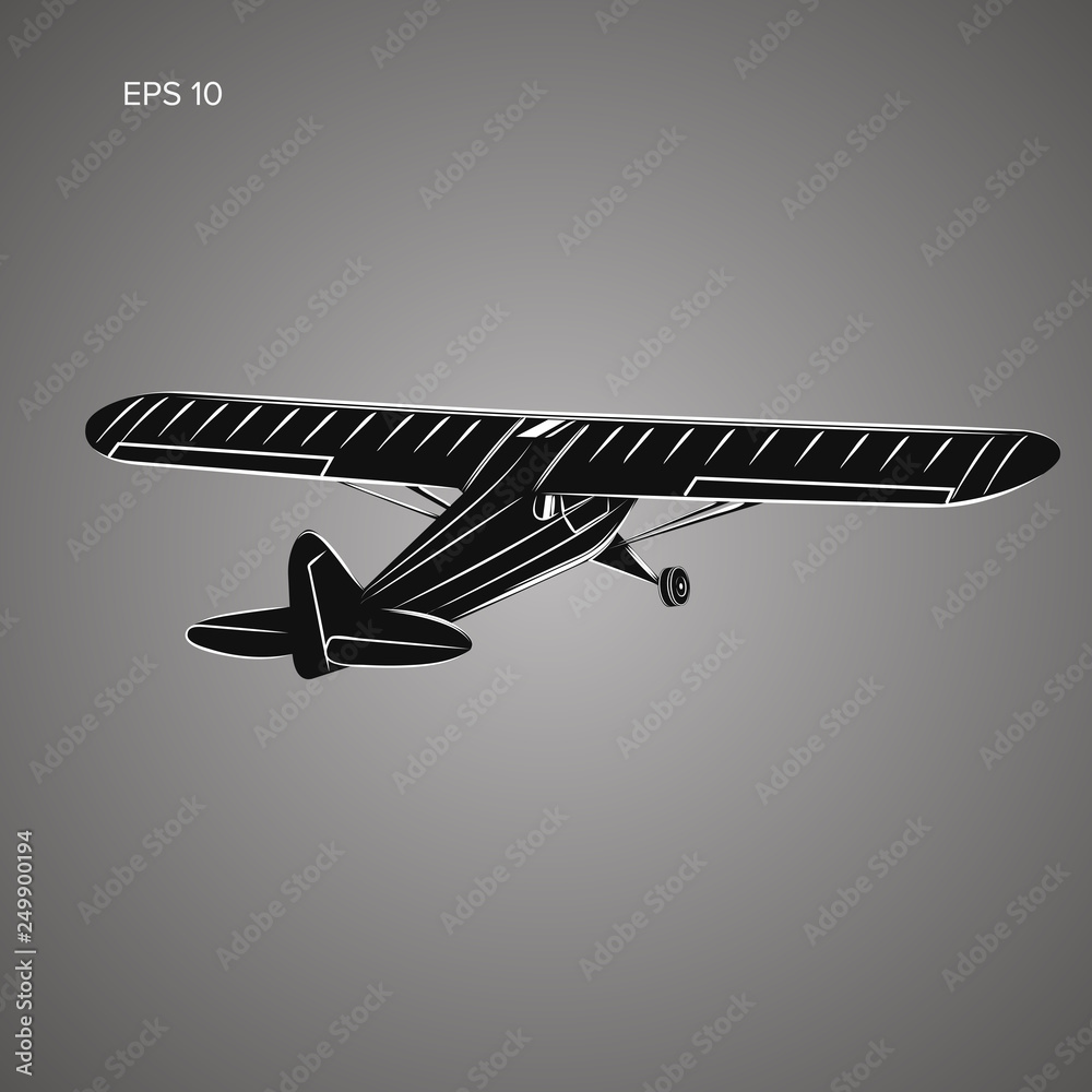 Small plane vector illustration. Single engine propelled aircraft ...
