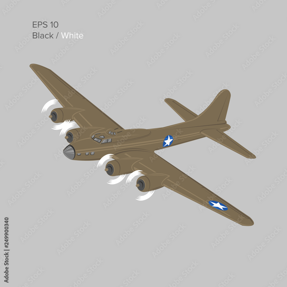 Vintage world war 2 legendary heavy bomber. Old retro piston engine ...