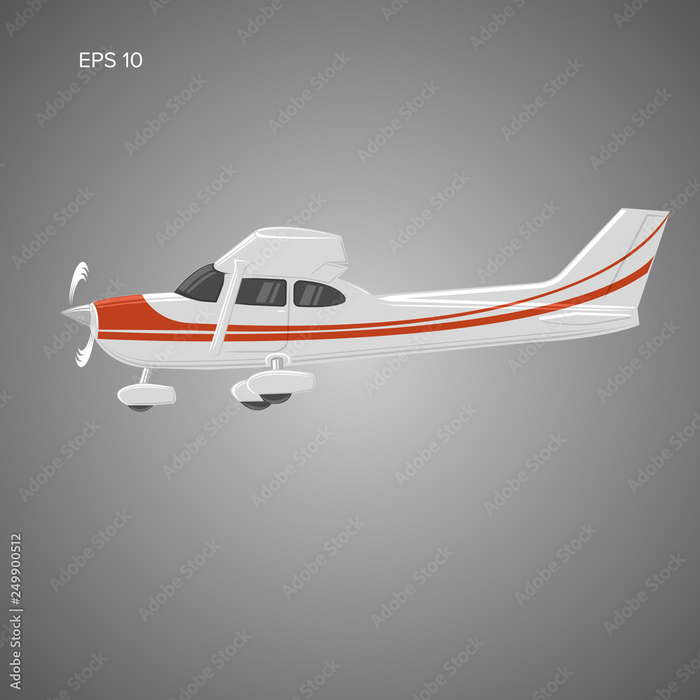 Small private plane vector illustration. Single engine propelled ...
