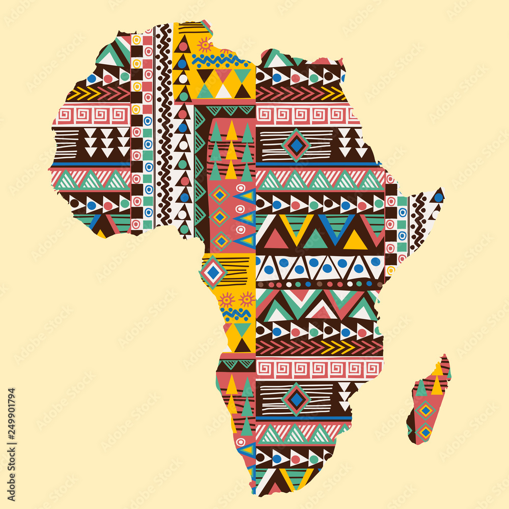 Africa continent map ornate with ethnic pattern Stock Vector | Adobe Stock