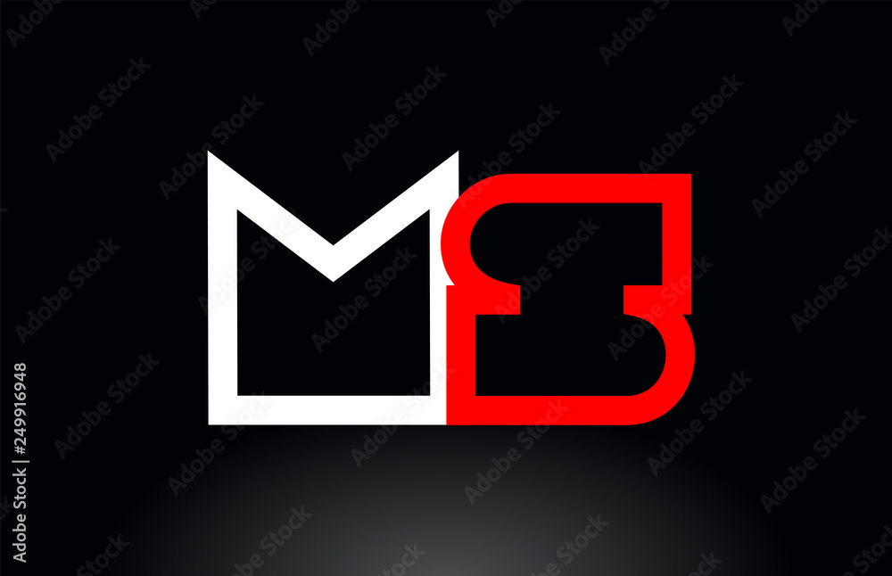 red white alphabet letter ms m s combination for logo icon design Stock ...