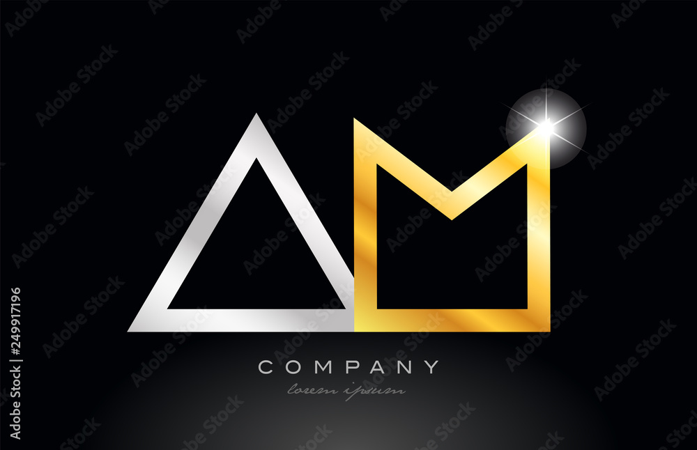 gold silver alphabet letter am a m combination for logo icon design ...