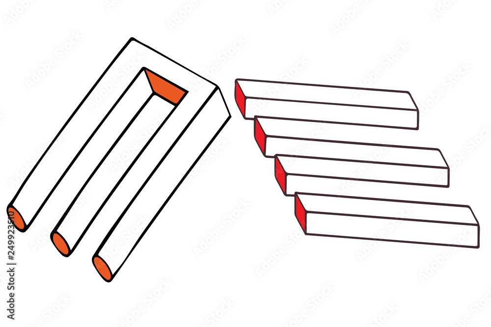 Illusory impossible trident also known as an impossible fork, a blivet, or the devil tuning fork ...