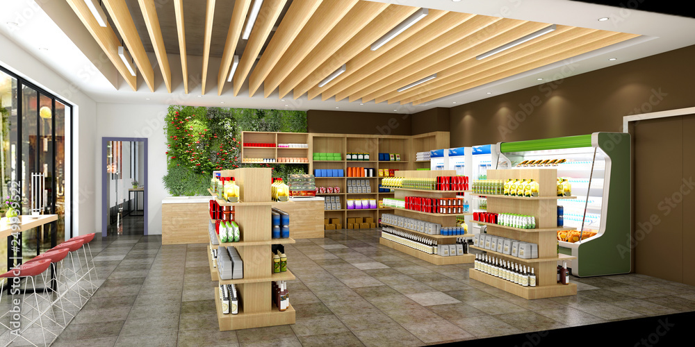 3d render supermarket Stock Illustration | Adobe Stock