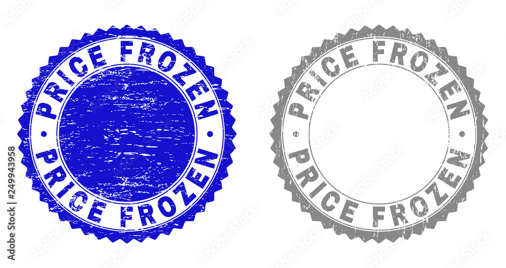 Grunge PRICE FROZEN stamp seals isolated on a white background. Rosette ...