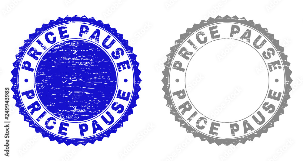 Grunge PRICE PAUSE stamp seals isolated on a white background. Rosette ...