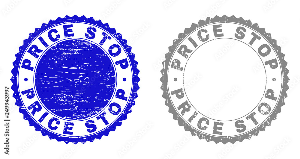 Grunge PRICE STOP stamp seals isolated on a white background. Rosette ...