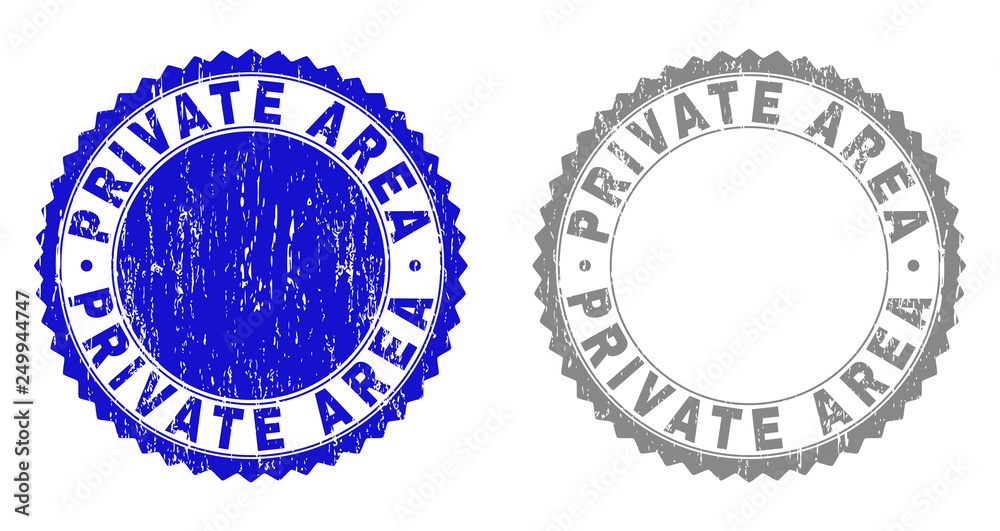 Grunge PRIVATE AREA stamp seals isolated on a white background. Rosette ...