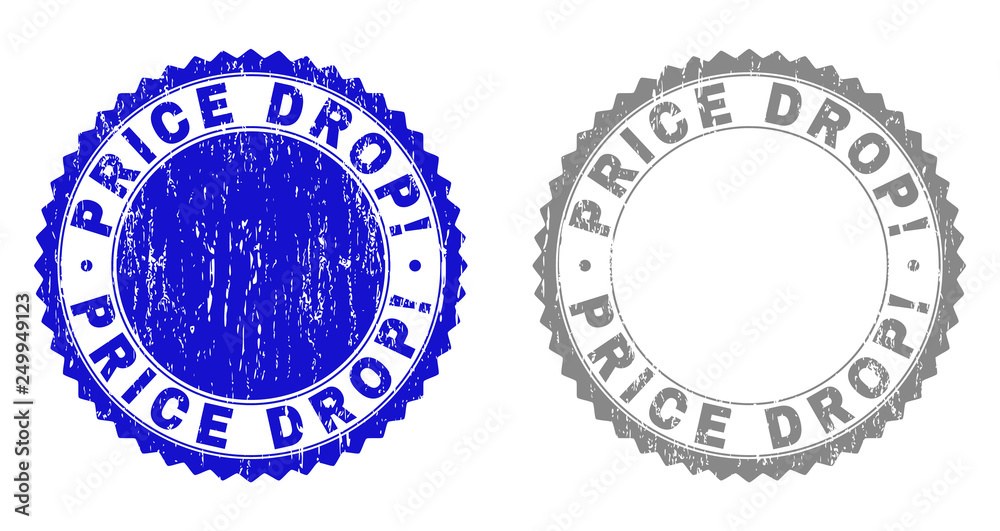 Grunge PRICE DROP! stamp seals isolated on a white background. Rosette ...