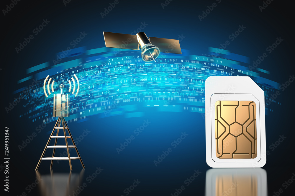 High speed data transfer diagram over 5G network concept. 3D rendering ...