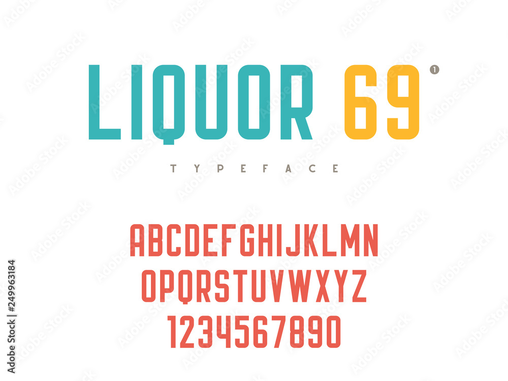 Latin uppercase alphabet letters and numbers. Retro font. Vector ...