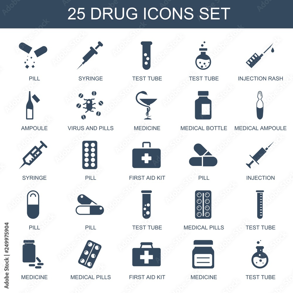 25 drug icons Stock Vector | Adobe Stock