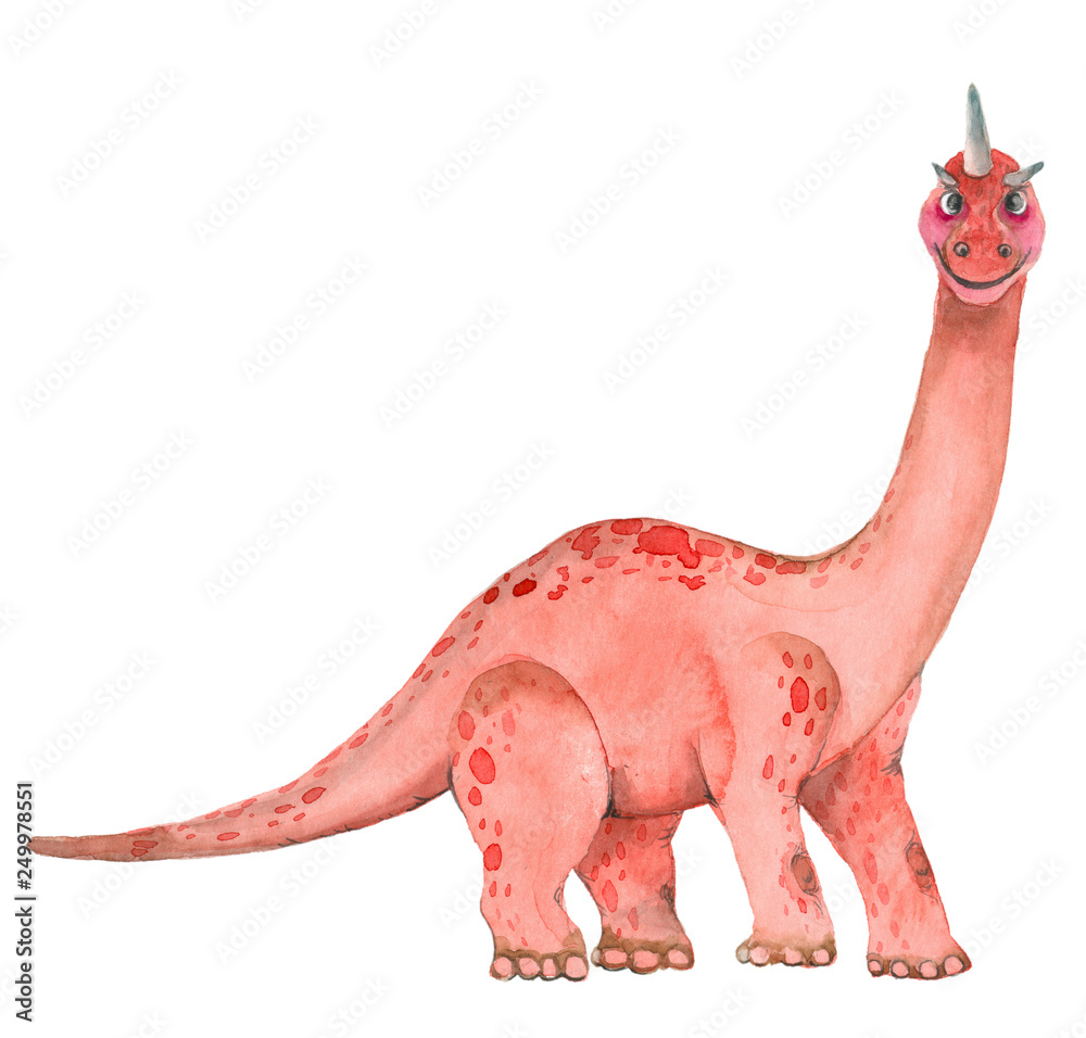 Watercolor dinosaurs brontosaurus Stock Illustration | Adobe Stock