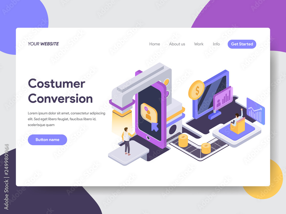 Landing page template of Customer Conversion Illustration Concept ...