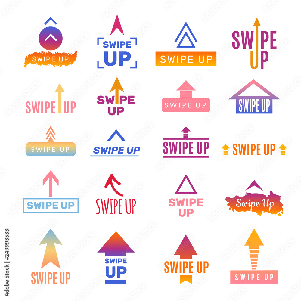 Swipe up. Ui template web elements for social photo blog app vector ...