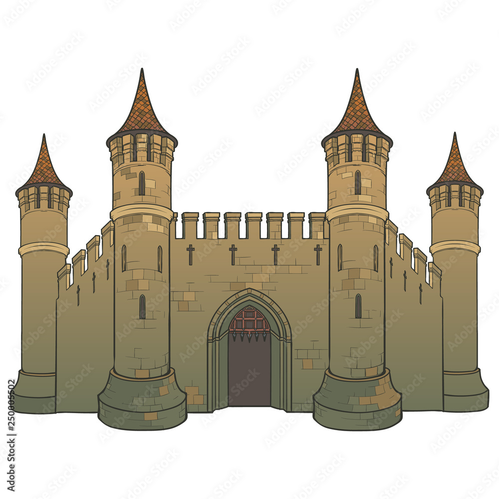 Typical Medieval Castle. Element for the medieval style illustrations ...