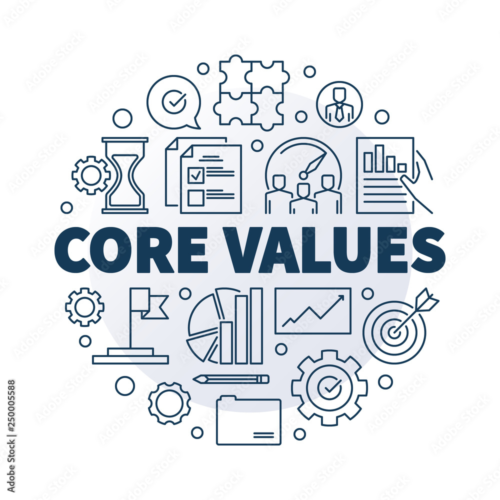 Vector Core Values Round Concept Linear Simple Illustration Stock Vector Adobe Stock