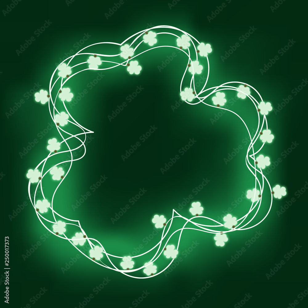 Saint Patrick's day neon lights garland. Neon dlowing lights of three ...