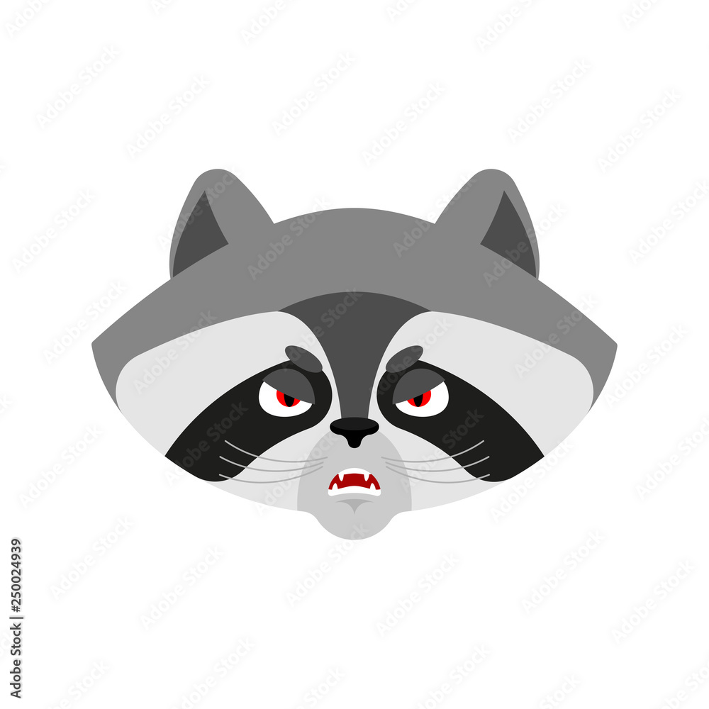 Raccoon angry emoji. Racoon evil emotions avatar. Coon aggressive ...