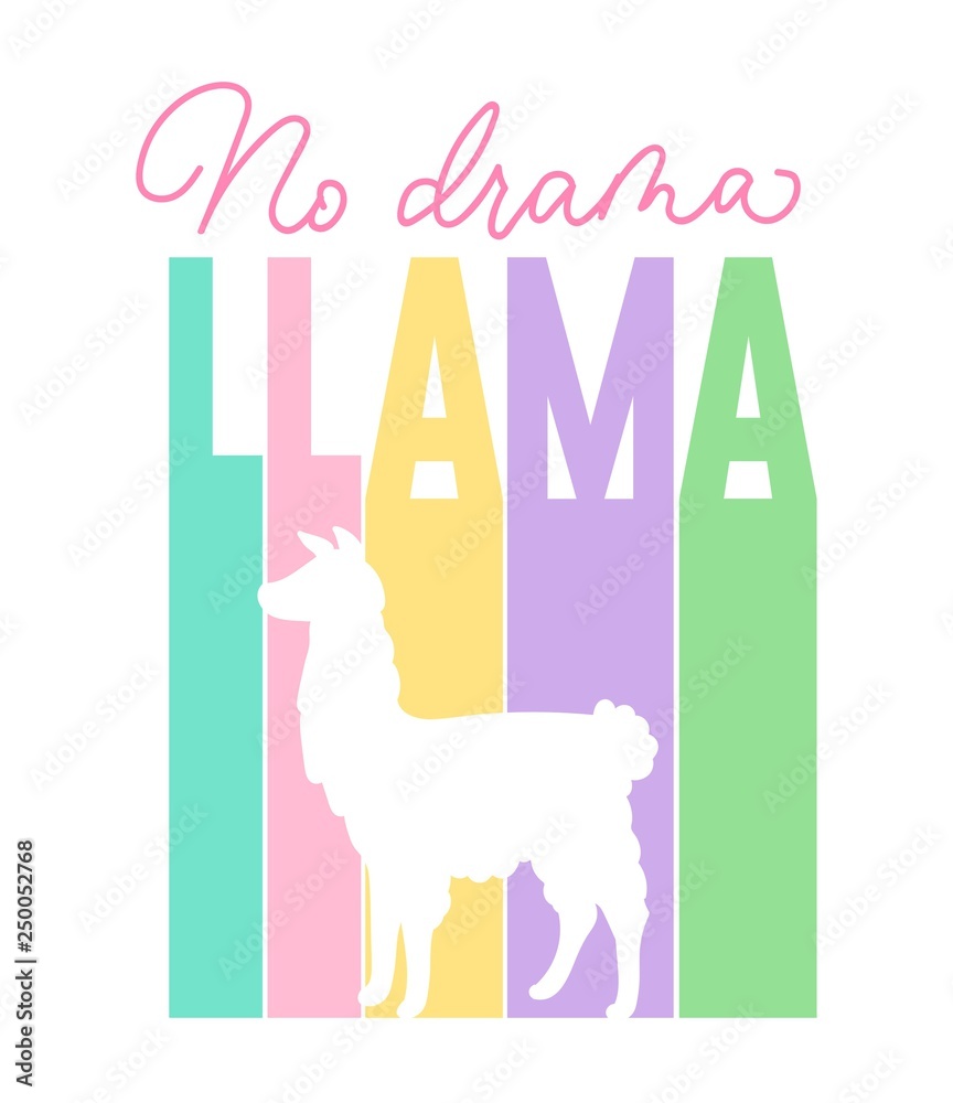 No drama llama cute illustration with llama silhouette and lettering ...