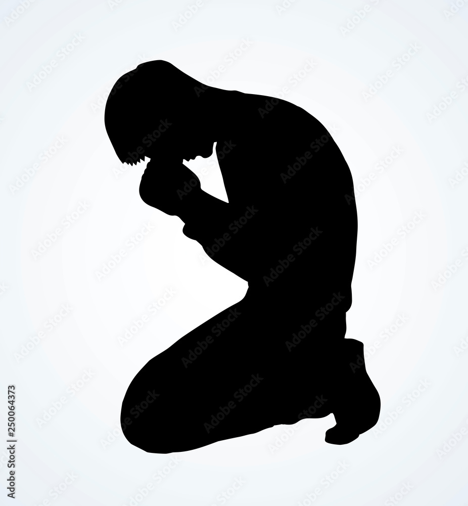 Vector image of the praying person Stock Vector | Adobe Stock