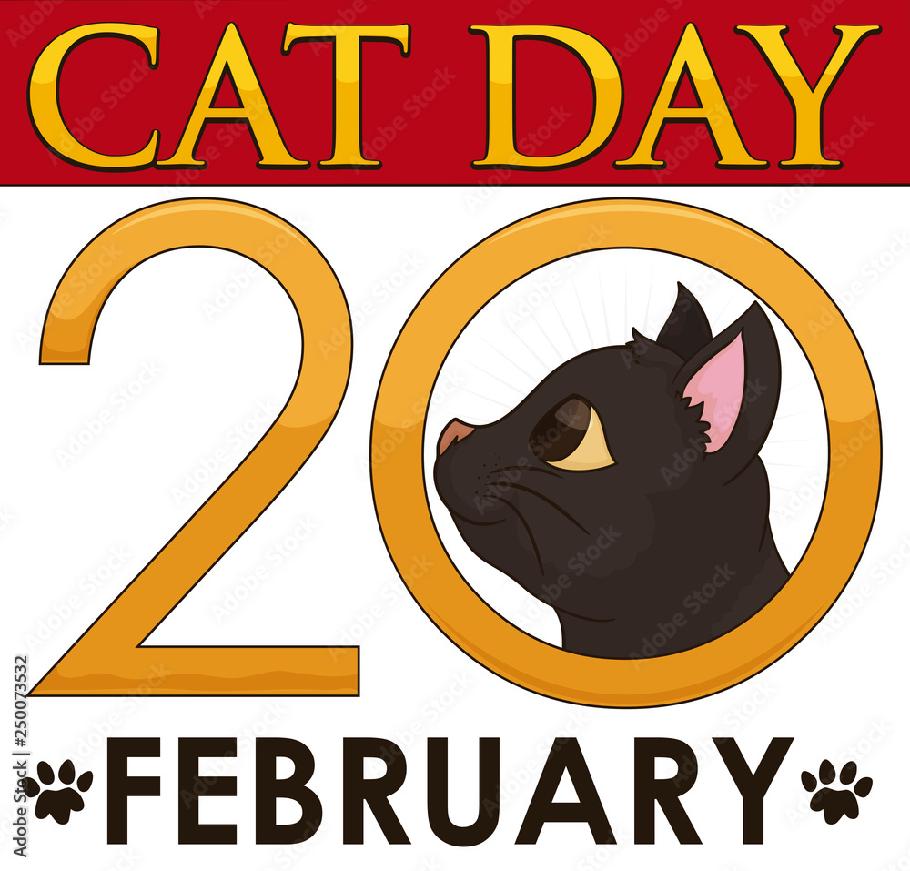Calendar with Cat inside of It to Celebrate Cat Day, Vector ...