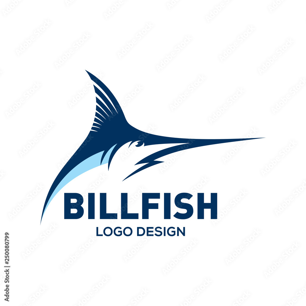 Blue Marlin, Bill fish logo design template Stock Vector | Adobe Stock