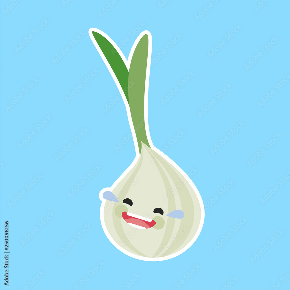onion (Allium cepa) with cute face. Illustration funny and healthy food ...