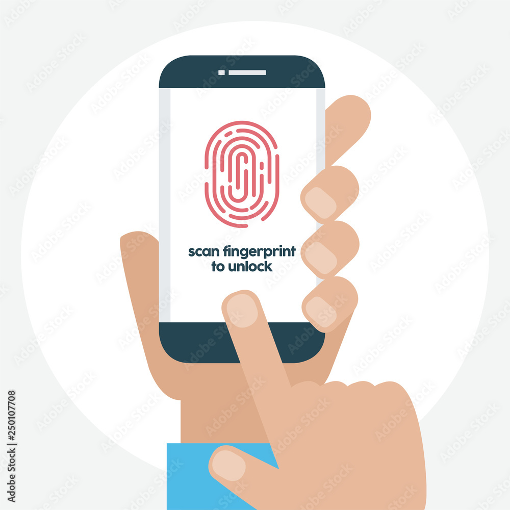 Vector illustration. Identification scannings of a fingerprint in the ...