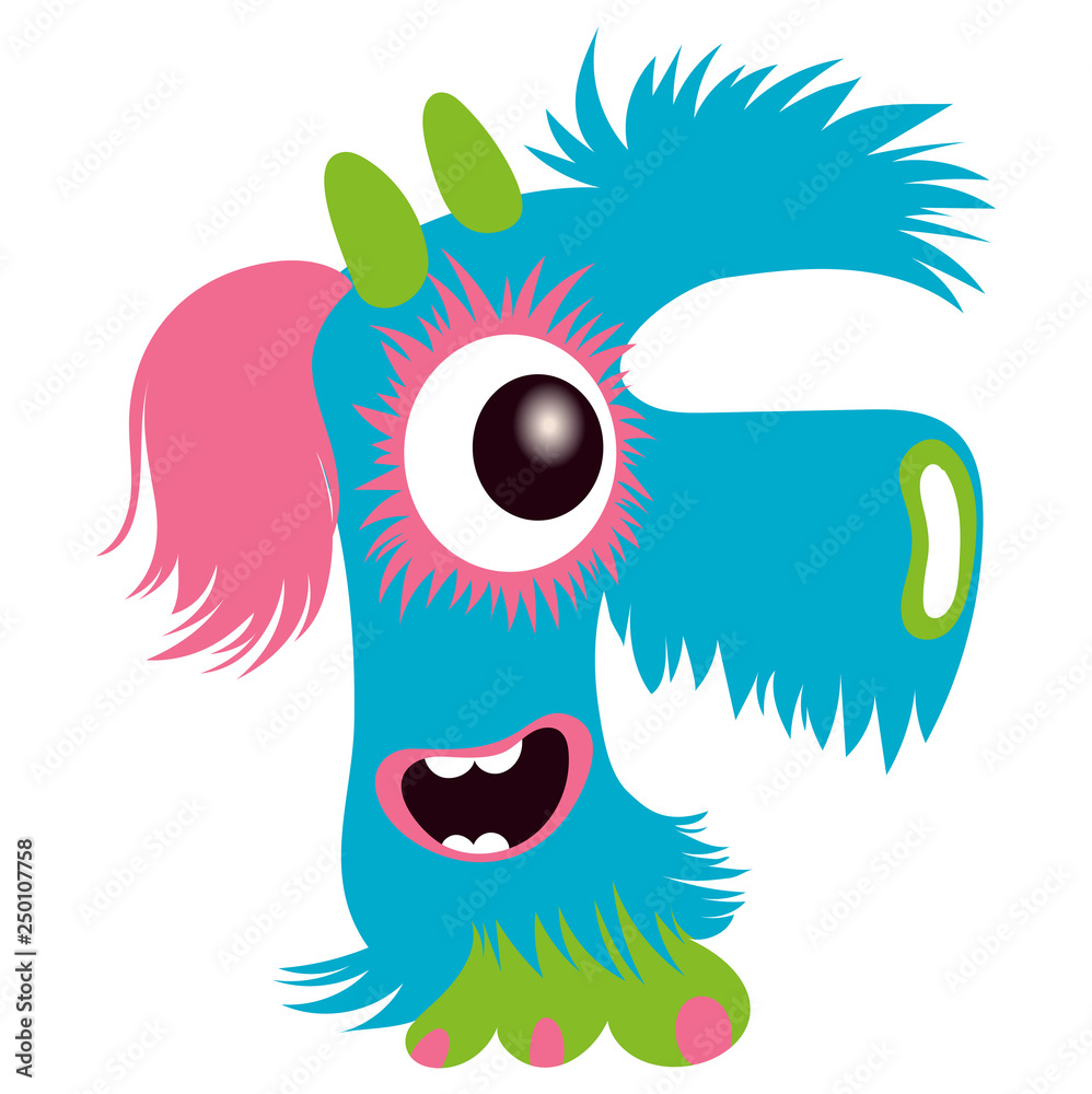 Cartoon capital letter F from monster alphabet Stock Vector | Adobe Stock