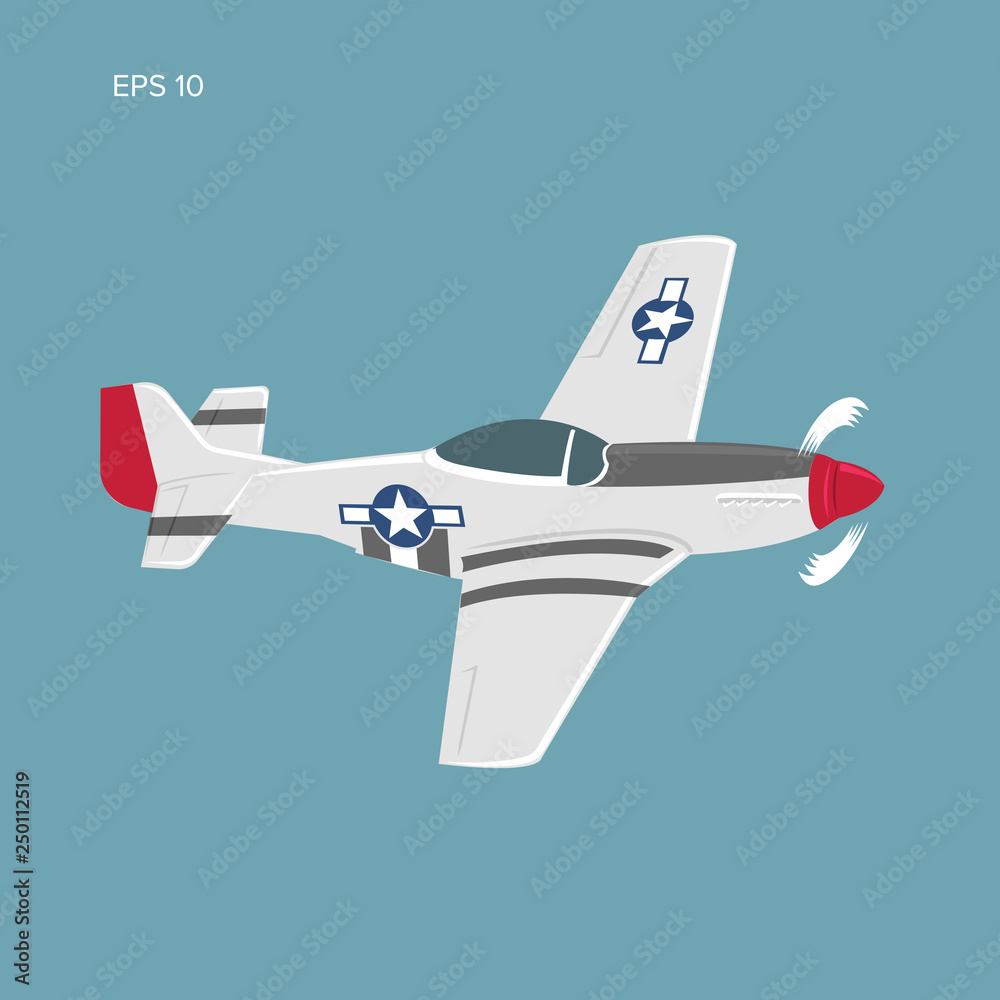 Legendary WWII american fighter aircraft. Single piston engine war ...